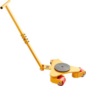 VEVOR Machinery Skate Dolly, 6614 LBS/3T Industrial Machinery Mover with Handle, Carbon Steel Machinery Moving Skate with 3 360° Swivel PU Wheels, 360° Rotation Non-Slip Cap for Warehouse, Workshop