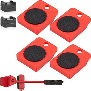 vevor furniture movers slides kit,4 pack appliance roller with 4pp wheels & 360° rotation non-slip cap and heightening pads,250lbs capacity furniture lift mover tool set for moving heavy furniture,red