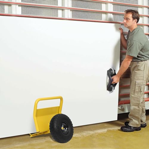 Courtco Heavy Duty Panel Dolly, Slab Dolly, Two Nice Handles, 10" Solid Rubber Tires, Super Weight 1000 LBS, All-Terrain Movement for Heavy Drywall Sheet & Door Material (Yellow)