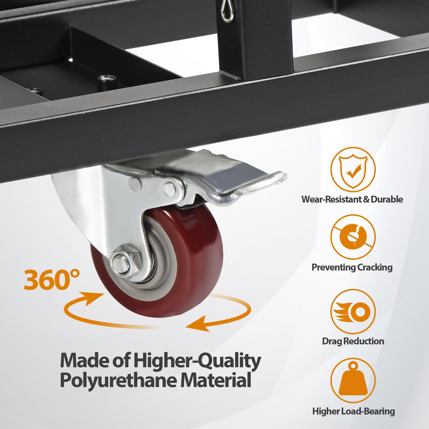 Eastrexon Folding Drywall Cart, Drywall Dolly with PU Swivel Casters, 44.5" x 22" x 37" Plywood Cart with 2200 LBS Load Capacity, Portable Panel Truck Cart for Handling Plywood, Plasterboard, Glass