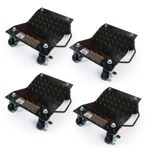 waytov 50855 16" x 12" solid steel 4 piece car dolly with 3" swivel wheels, 6,000 lb. rating