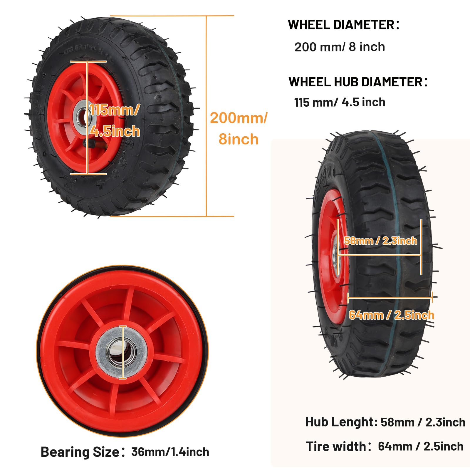 DBREAKS Heavy Duty Panel Dolly, Adjustable Door Dollys with Wheels, 10"Pneumatic Wheels, 1000LBS Capacity All Terrain Moving Cart Panel Dolly for Drywall Sheet Heavy Appliance & Material Handling(Red)