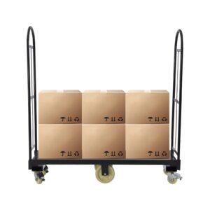 Heavy Duty Narrow Aisle U-Boat Platform Truck Dolly,64.6X 15.7 Inch U-Boat Steel Cart 2000lbs Capacity U-Boat Cart Steel with 6 Casters,Removable Handles