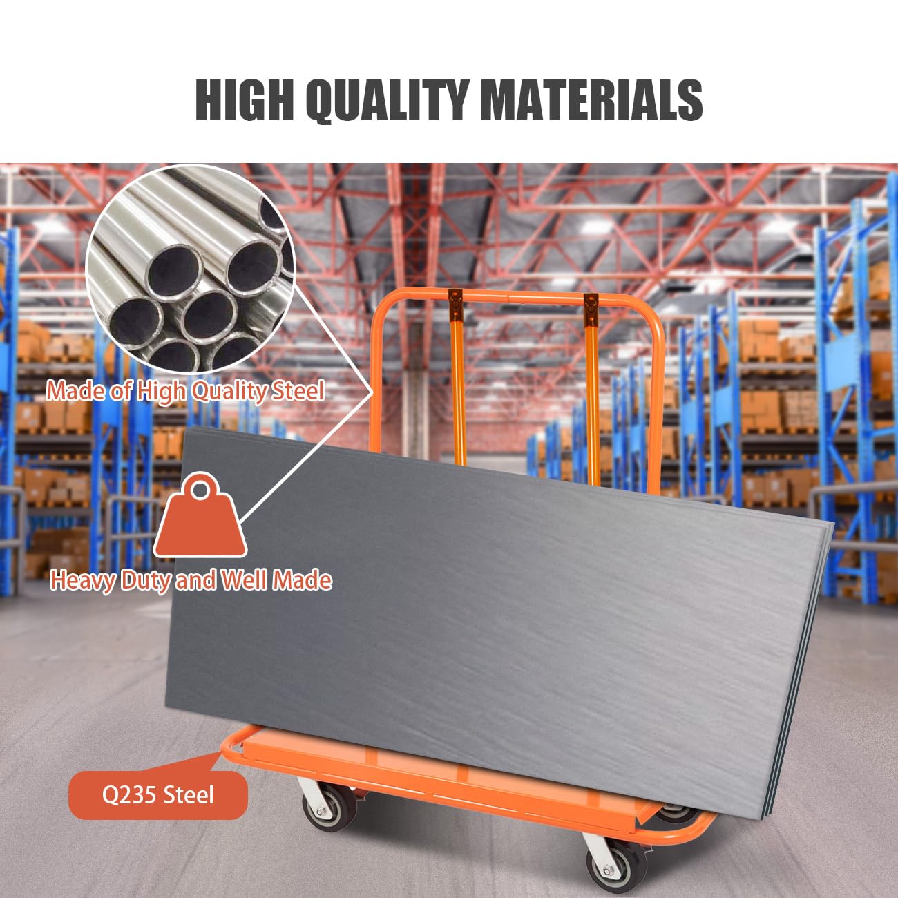 Heavy Duty Dolly Panel Dolly Drywall Sheet Board Cart with 5" Swivel Wheels 3000LBS Load Platform Truck Cart Plywood Dolly for Wall Panel, Wood Panel, Sheetrock Granite Sheet Tile Dolly Cart