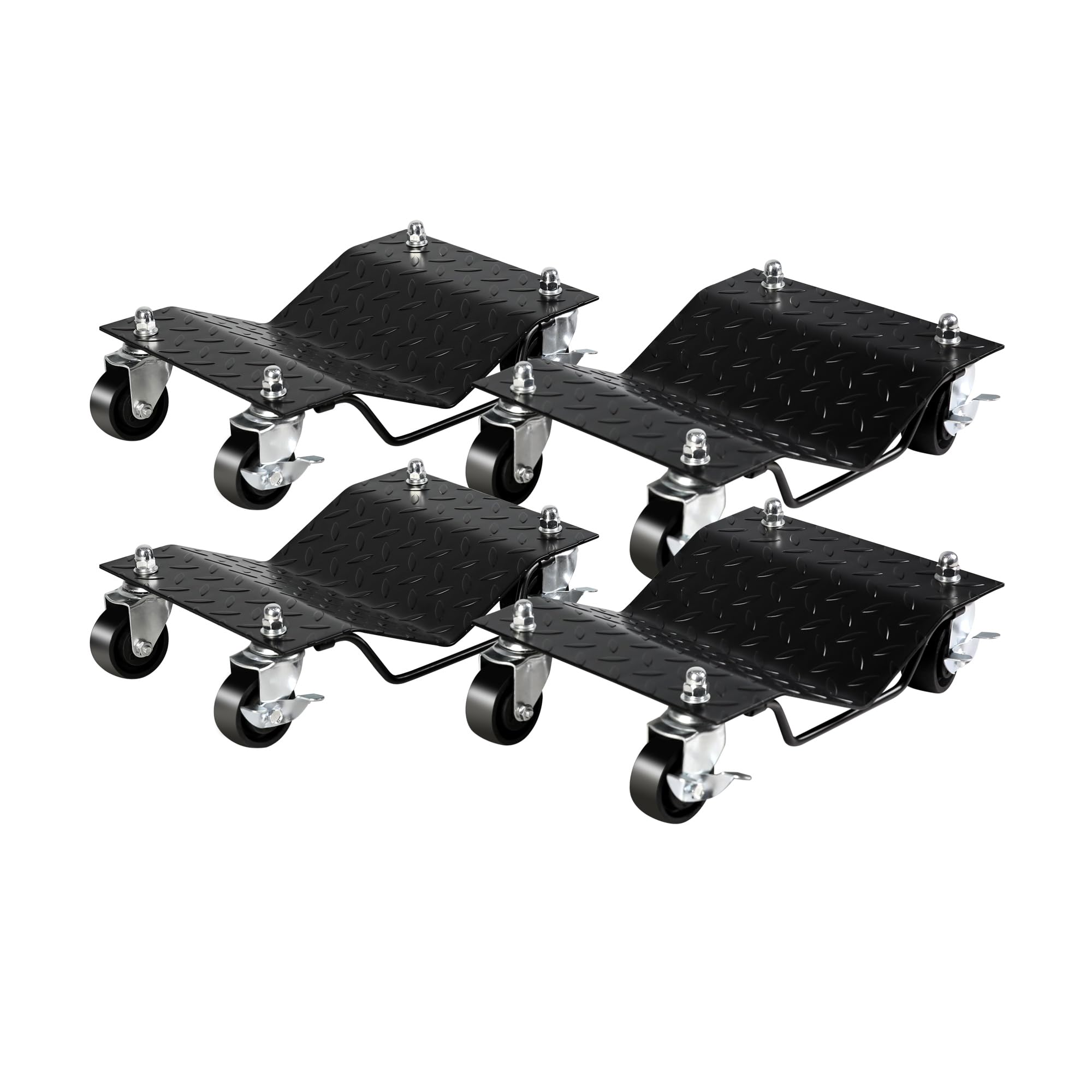 PULLAFUN Wheel Dolly,6000 LBS Car Dolly,Heavy-Duty Car Tire Dolly Cart Moving Cars,Moving Dolly Car Tire Stake Set of 4 PCS for Cars, Trucks, Trailers, Motorcycles, and Boats (Black)