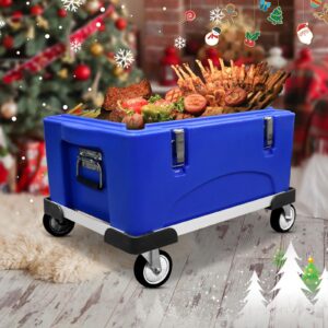 32qt Food Pan Carriers Aluminum Dolly with 2 Locking Wheels (25.59×17.71×2.8 inches)