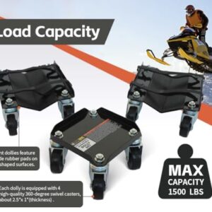 MaxxHaul 50859 Snowmobile Moving Dolly Set, 1500lbs Load Capacity V-Slide Anti-Slip Rubber Pads Straps Firmly Attaching on Skis