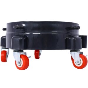 SPOFLYINN 11.2 Inch Bucket Dolly 5 Gallon Heavy Duty Detailing Cart with 5 Rolling Swivel Casters 360 Degree Turning for Shop Garage Bottomless