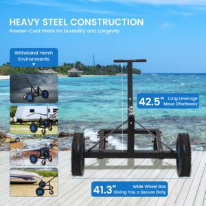 Adjustable Trailer Dolly, 1500lbs Load Capacity, Carbon Steel Trailer Mover with25.59''-34.65'' Adjustable Height, 15" Pneumatic Tires for Moving Boat Trailers/Utility/Cargo/RV Trailers