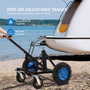 Adjustable Trailer Dolly, 1500lbs Load Capacity, Carbon Steel Trailer Mover with25.59''-34.65'' Adjustable Height, 15" Pneumatic Tires for Moving Boat Trailers/Utility/Cargo/RV Trailers