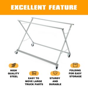 KUAFU Universal Pick Up Truck Bed Dolly Foldable Auto Body Transporter Truck Bed Cart