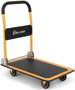 simpli-magic push cart dolly, moving platform hand truck, foldable for easy storage and 360 degree swivel wheels with 440lb weight capacity