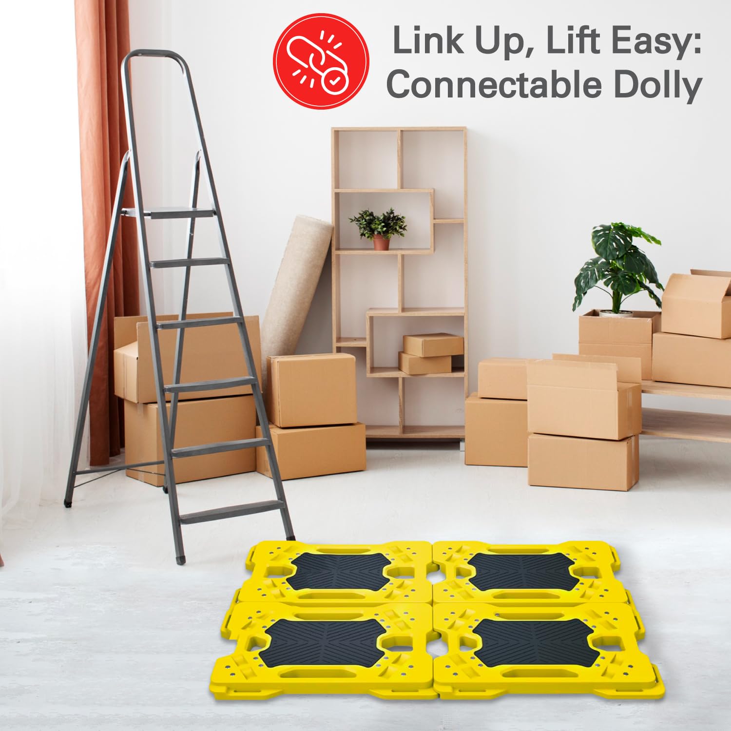 Connectable Moving Dolly | 330 lbs Capacity per Dolly - BV Certified| Anti-Slip Surface | Made of Heavy-Duty Polypropylene & Thermoplastic | Non-Marking 3” Swivel Casters | 25’’ x 17.1’’ x4.7’’