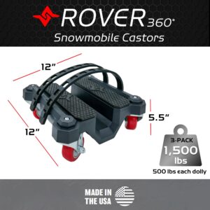 Caliber Rover 360 Snowmobile Dolly, Heavy-Duty Casters Hold 1,500 LBS, 3-Pack