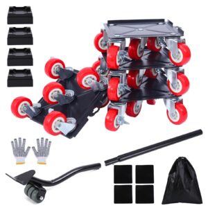 loyal tiger furniture dolly,furniture mover pro set,furniture lifter with 5 360° rotatable rubber universal wheels，carbon steel panel furniture movers，maximum load 2204lbs,red.