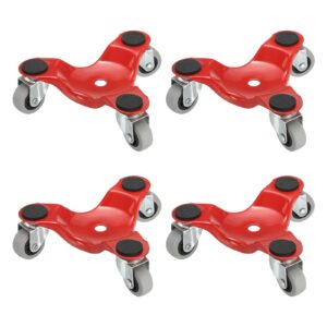 patikil furniture mover dolly, 4 pack furniture triangle moving dolly with 3 wheels 6-inch steel movers dolly, 200lb load capacity, red