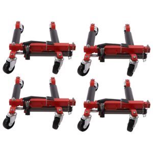 beyanee 1500lbs heavy duty car wheel dolly, set of 4 car dolly,with 360 degree wheels capacity auto vehicle moving dolly for vehicle storage furniture mover trailer, 25" x 22"(red)