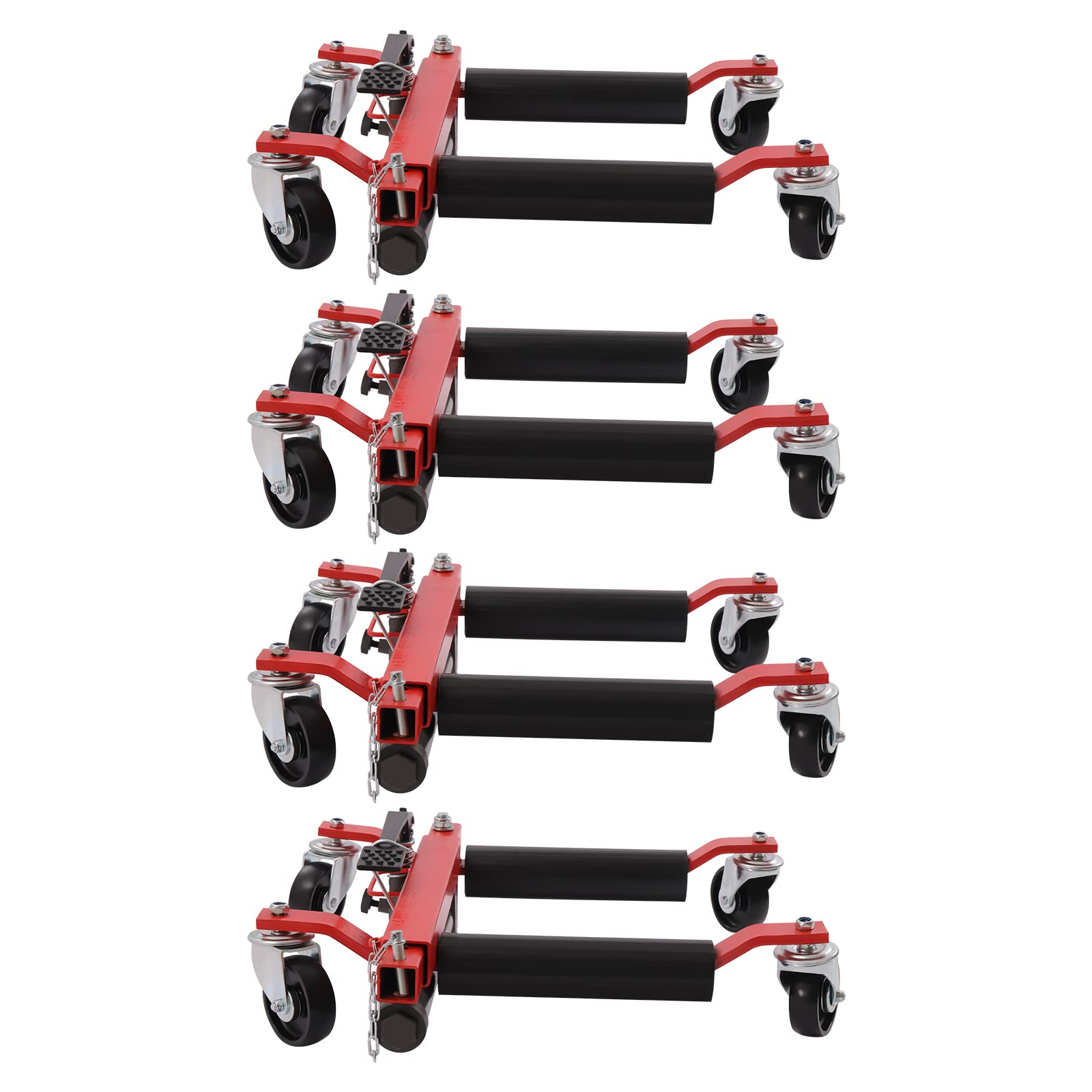 BEYANEE 1500LBS Heavy Duty Car Wheel Dolly, Set of 4 Car Dolly,with 360 Degree Wheels Capacity Auto Vehicle Moving Dolly for Vehicle Storage Furniture Mover Trailer, 25" x 22"(Red)