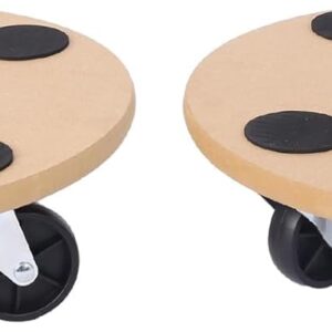 Furniture Moving Dolly, Heavy Duty Wood Rolling Mover with Wheels for Piano Couch Fridge Heavy Items, Securely Holds 500 Lbs (2pcs 15" Round Platform)