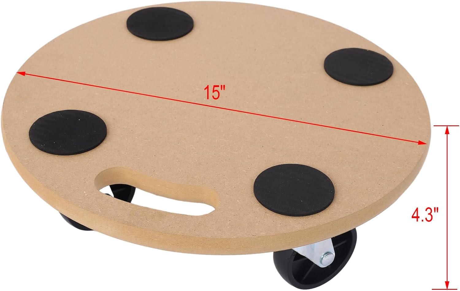 Furniture Moving Dolly, Heavy Duty Wood Rolling Mover with Wheels for Piano Couch Fridge Heavy Items, Securely Holds 500 Lbs (2pcs 15" Round Platform)