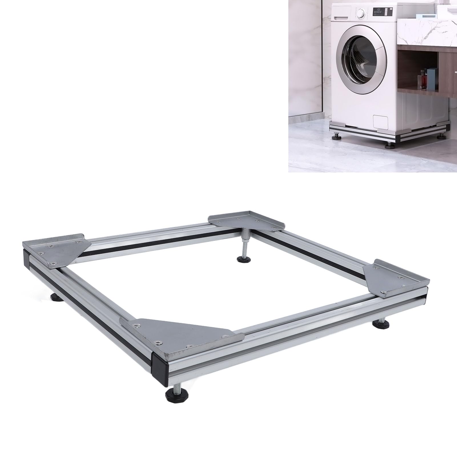 Adjustable Washing Machine Stand Base Aluminum Alloy Sturdy Feet, Suitable for Refrigerator Mini Fridge, Holds 400KG, Keep Bottom Ventilated