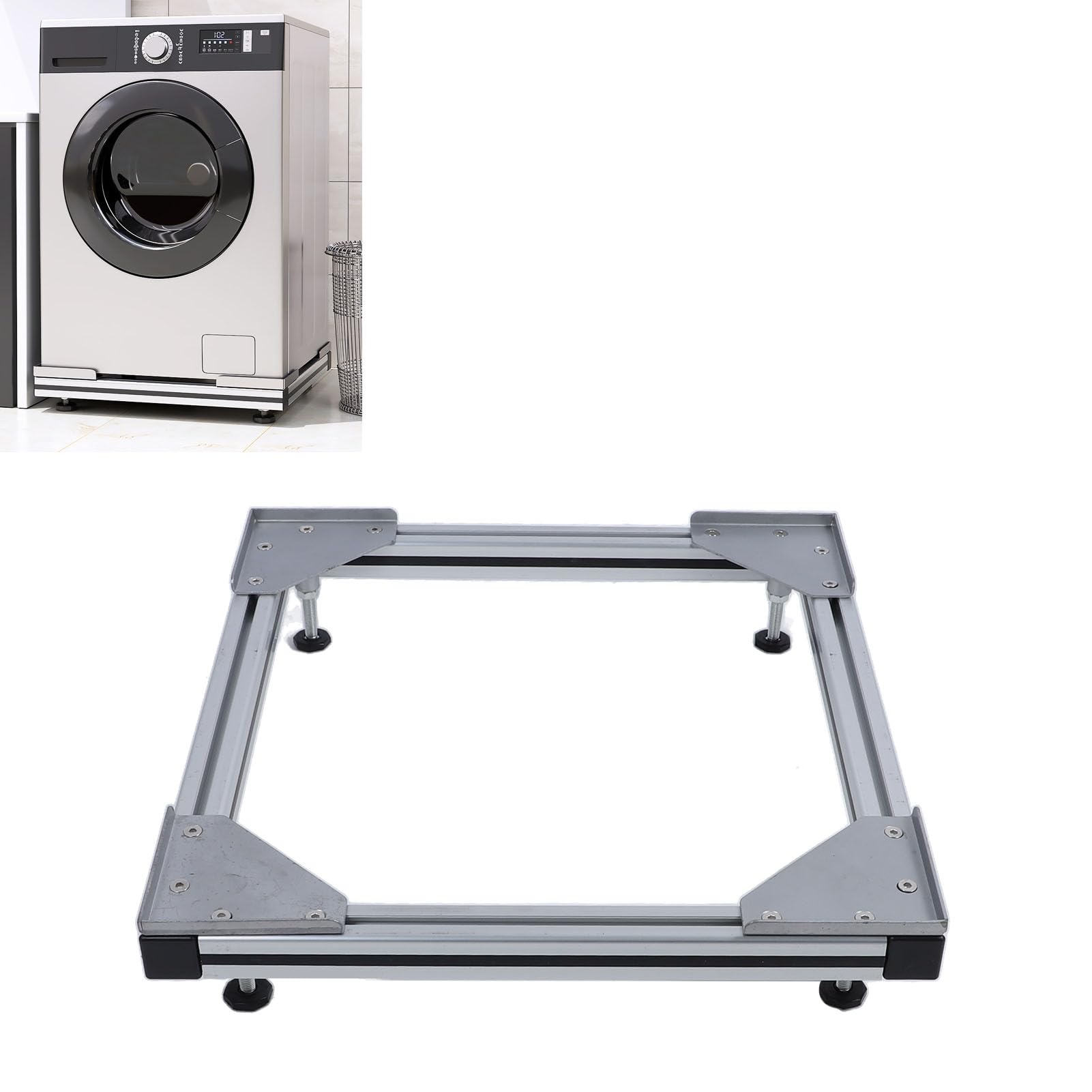 Adjustable Washing Machine Stand Base Aluminum Alloy Sturdy Feet, Suitable for Refrigerator Mini Fridge, Holds 400KG, Keep Bottom Ventilated