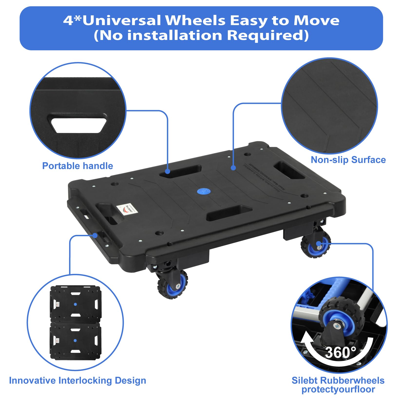 LEADALLWAY Multiple Carts Assembly Feasible Folding Hand Truck Dolly Carts and 50L Basket Set