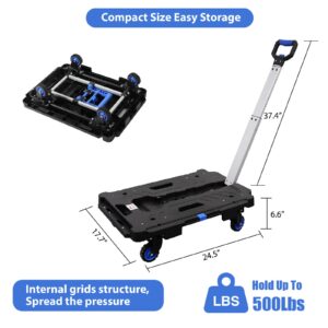 LEADALLWAY Multiple Carts Assembly Feasible Folding Hand Truck Dolly Carts and 50L Basket Set