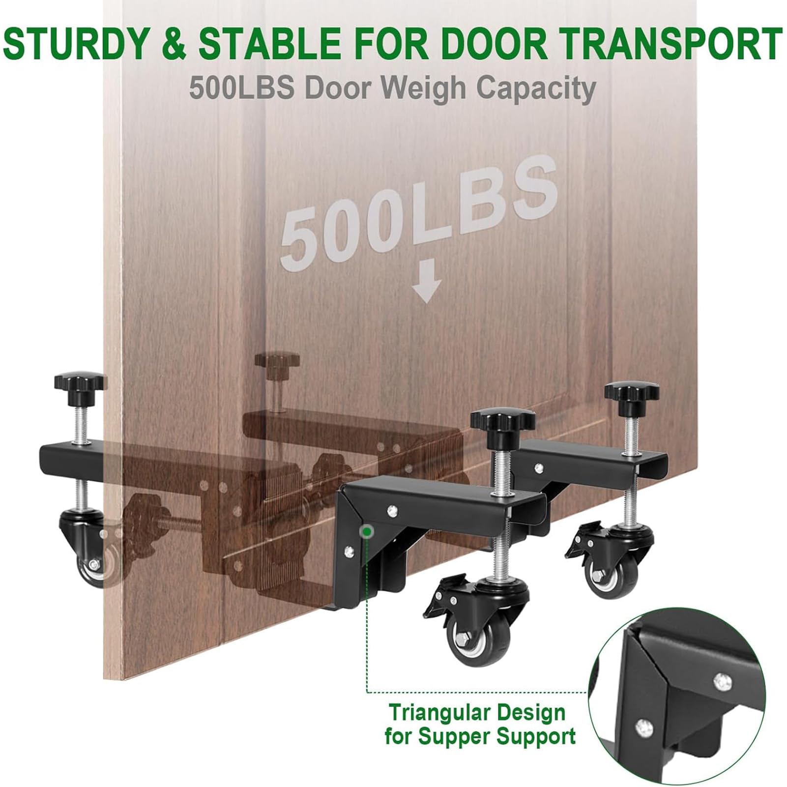 Heavy Duty Panel Dolly, Slab Dolly, Adjustable Door Dolly with Wheels, Door Installation Kit for 1-3/8 to 2-1/4 Inch Door Panel