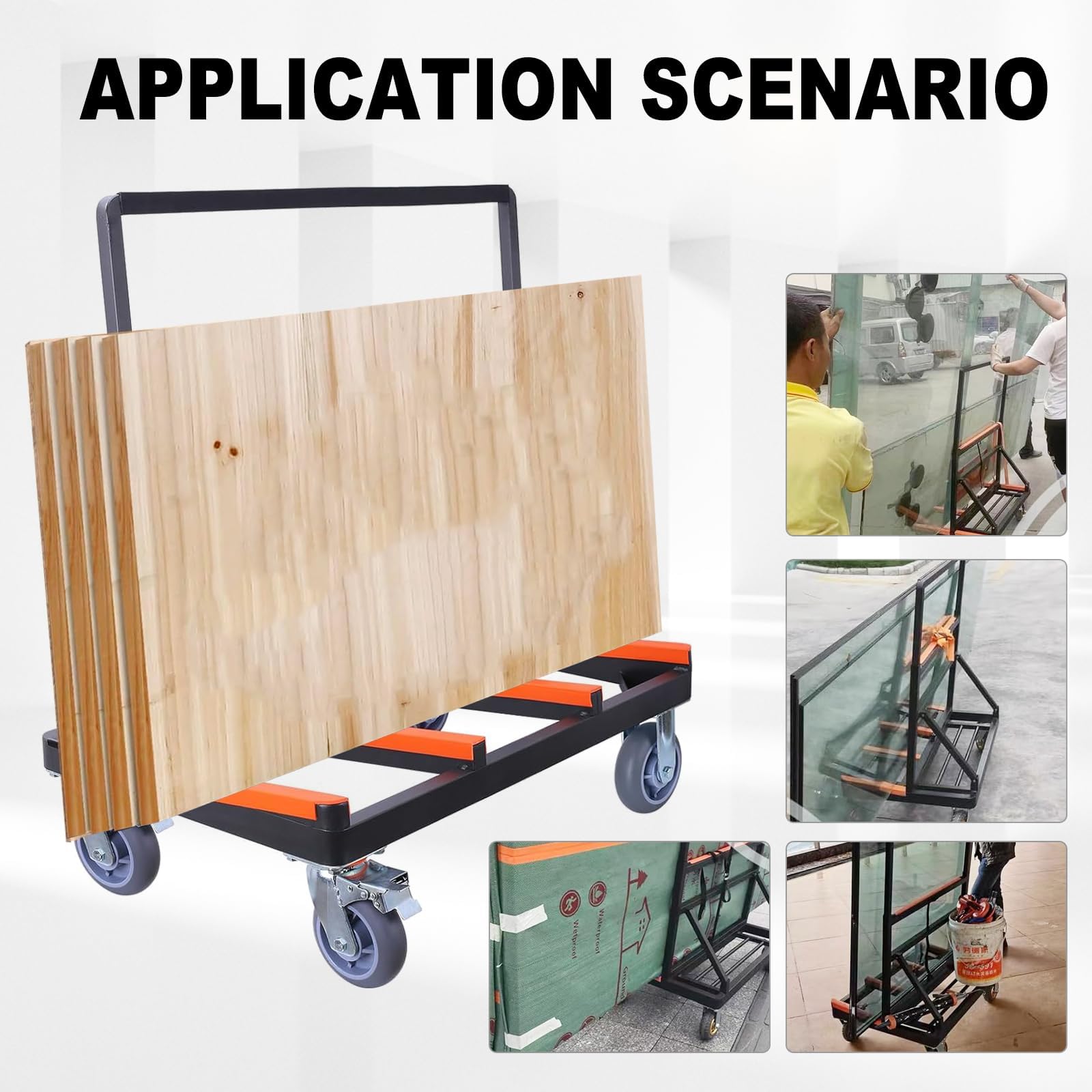 Folding Drywall Cart Heavy Duty,with Rubber Swivel Casters Panel Dolly Handling,Capacity for Home Warehouse, Handling Wall Panel,Sheetrock,Glass (Loading Deck No Extensible)