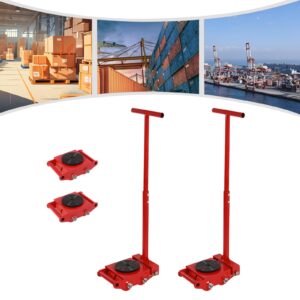 4-Piece Industrial Machinery Dolly, 13200 lb. 6T Mechanical Skid, Mechanical Handling Skid, Cargo Cart with 360° Swivel Lid and 4 Rollers, Heavy Duty Industrial Handling Equipment, Red