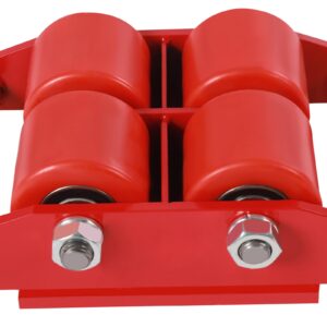 4-Piece Industrial Machinery Dolly, 13200 lb. 6T Mechanical Skid, Mechanical Handling Skid, Cargo Cart with 360° Swivel Lid and 4 Rollers, Heavy Duty Industrial Handling Equipment, Red