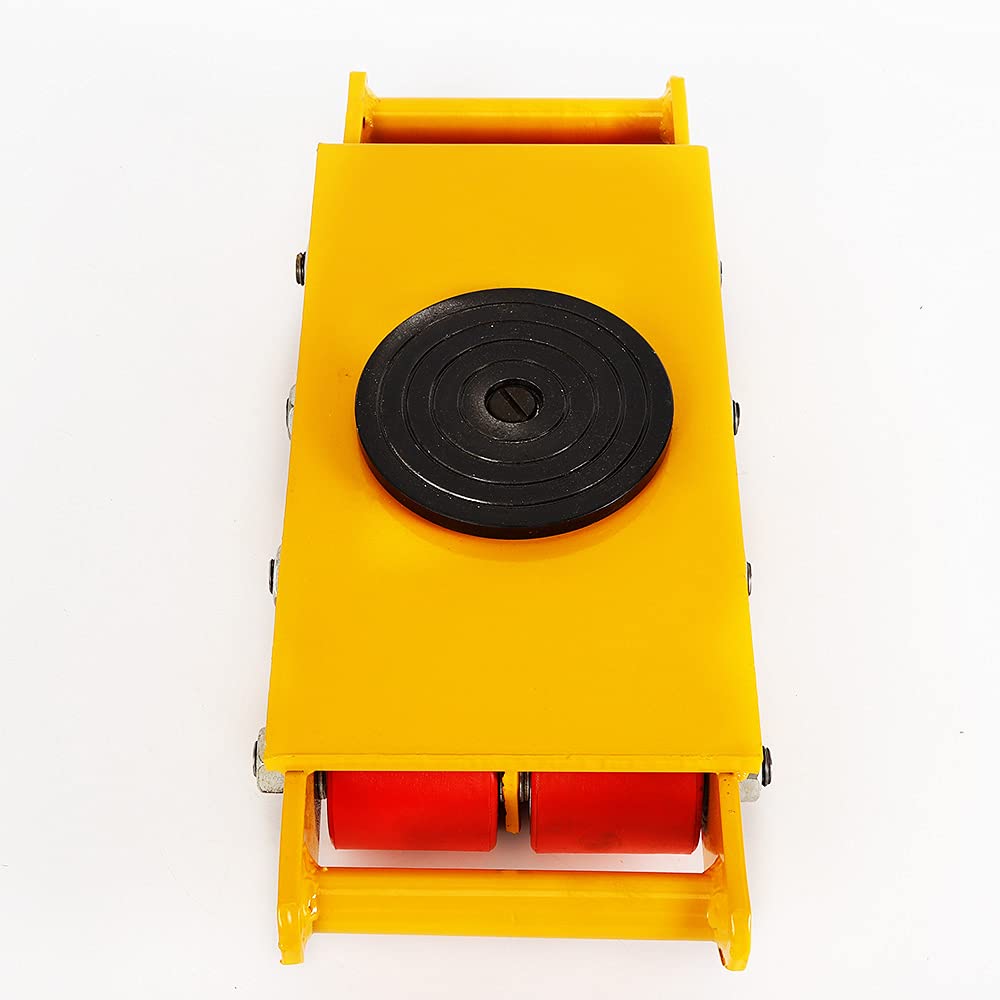 Kathring Machinery Skate Dolly,12t Industrial Machinery Mover Machinery Moving Skate with 8 PU Wheels and 360° Rotation Non-slip Cap for Warehouse, Workshop, Factory,Yellow