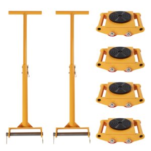 Hanmorfarbi 4pcs Machinery Mover, 6T Machinery Skate Dolly, 13200lbs Machinery Moving Skate, Heavy Duty Carbon Steel Machinery Moving Skate & 4 Carbon Steel Wheels, 360° Rotation Non-Slip Cap