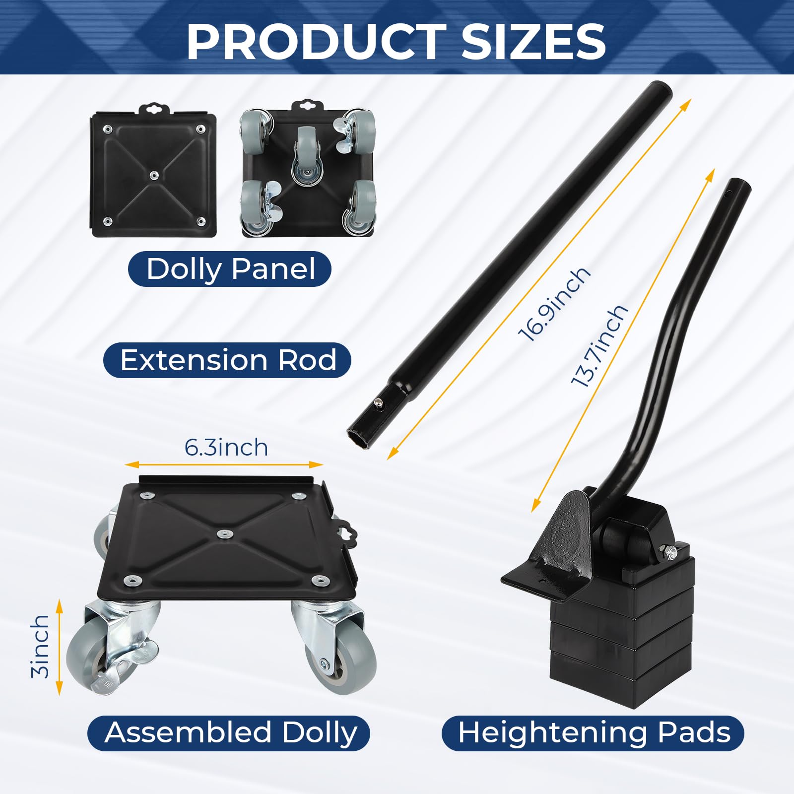 GCCSJ Heavy Duty Furniture Dolly, Furniture Dolly with 5 Wheels 360° Rotation, Ultra sturdy carbon steel panel, 3306 lbs Load Capacity, Furniture Lift Mover Tool Set, Perfect for Heavy Home or Office