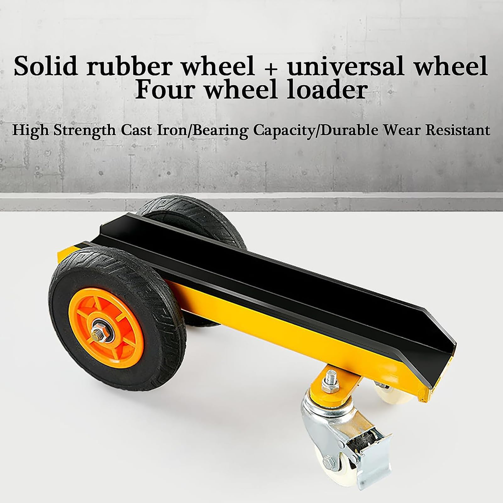 HUTOOLEE Heavy Duty Panel Dolly, Mover Trolley with Solid Tyre Wheels, 300kg Capacity/I-Beam Width 3.4 Inch - 7.87 Inch, for Sheet Material Glass Plywood Door Window Frame Plasterboard