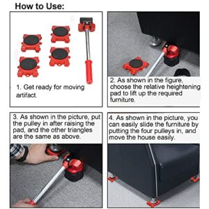 MUNEFE Furniture Lifter Mover Tool, Heavy Duty Handlin Tool Base, Heiht Mover Tools with 4 Sliders for Heavy Furniture