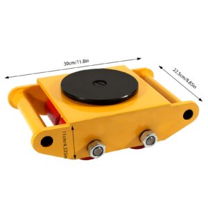 DAERNA 6T Machinery Skate Dolly, 13200lbs Machinery Mover, Heavy Duty Cast Steel Machinery Moving Skate with 4 Wheels and 360° Rotation Non-Slip Cap for Warehouse, Factory, Yellow