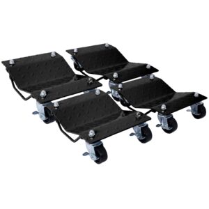 rpuzonier set of 4 auto wheel dolly car tire dolly, 6000lbs capacity heavy duty vehicle dolly car tire dolly cart moving cars, trucks, trailers, motorcycles and boats (black)