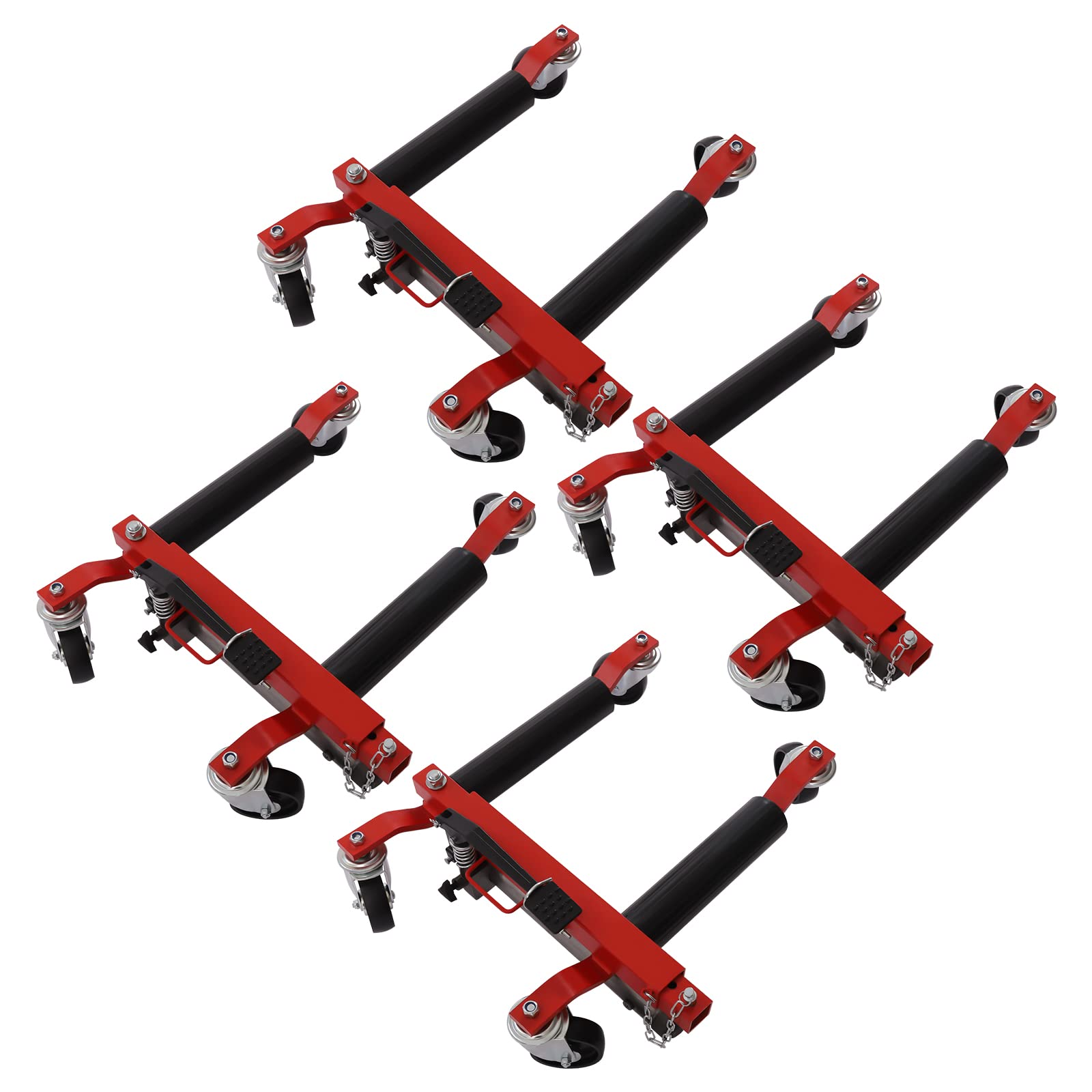 Pack of 4 Premium Skates Wheel Car Dolly Repair Slide,Wheel Dolly Car Skates,Vehicle Car Moving Dolly,Heavy Duty 4 Tire Wheel Dolly Car Stakes,1500LBS,Black Red