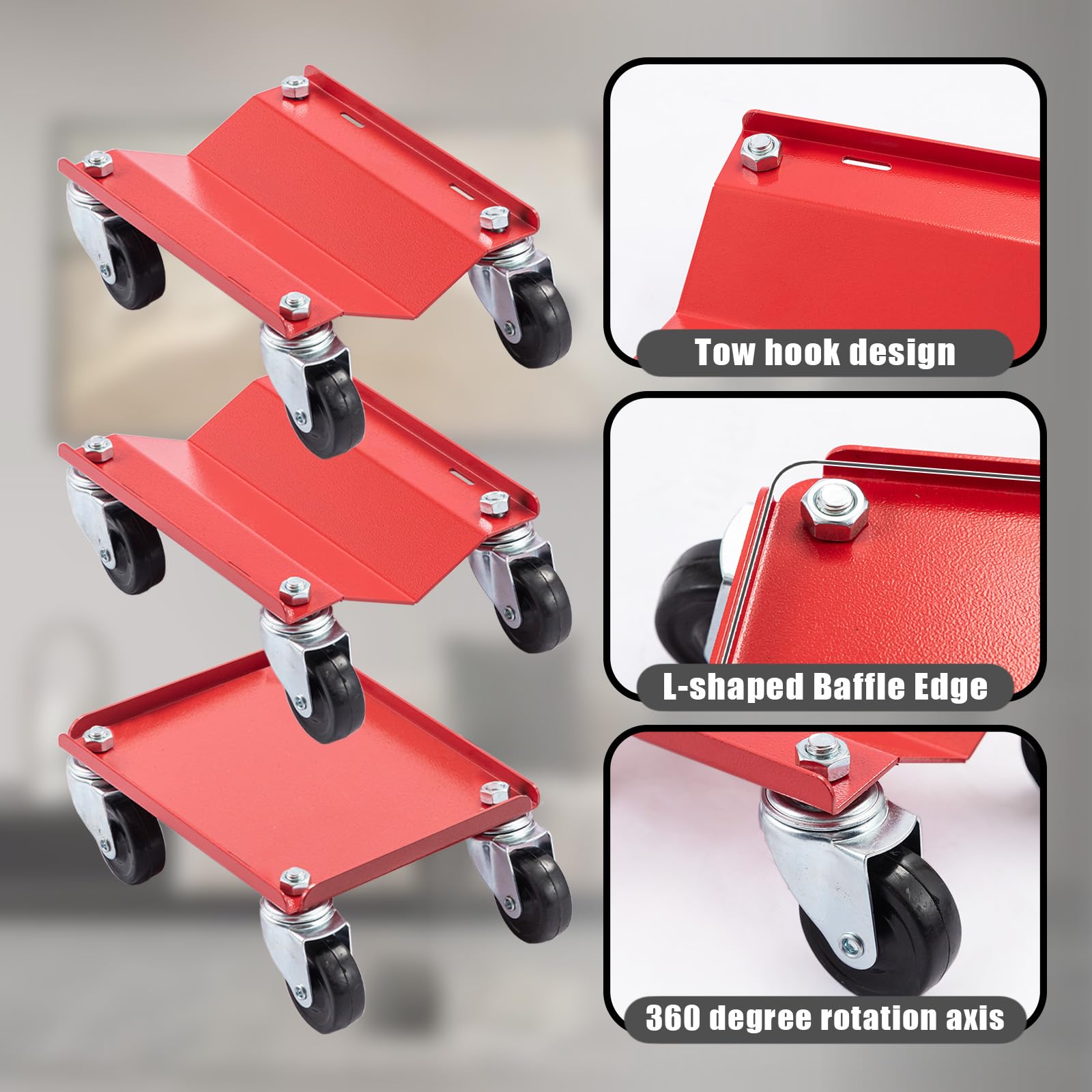 GUDESEN Snowmobile Dolly Heavy Duty Carries up to 1500 lbs (682 kg) V-Slide with 2.5” PVC Swivel Casters Rubber Pad Protecting Skis and 2 Pairs of Heavy Duty Straps Firmly Attaching