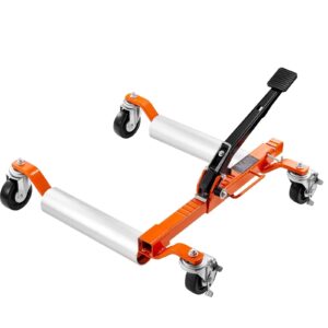 ecilkuc wheel dolly - single car skate, heavy-duty vehicle positioning with ratcheting foot pedal, 1500 lbs capacity tire skate for cars, trucks, rvs, and trailers, orange