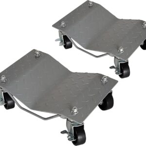 2 Pack Silve 6"x12" Car Wheel Dolly 3000 lbs Load Capacity, Heavy Duty Carbon Steel, Antiskid Plate, 360 Degree Rotatable Wheels Car Dolly (2)