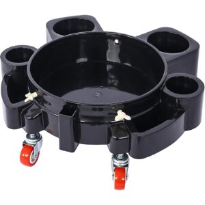 5-gallon bucket dolly with 360° swivel casters, heavy-duty rolling cart with locking brakes for car wash and detailing