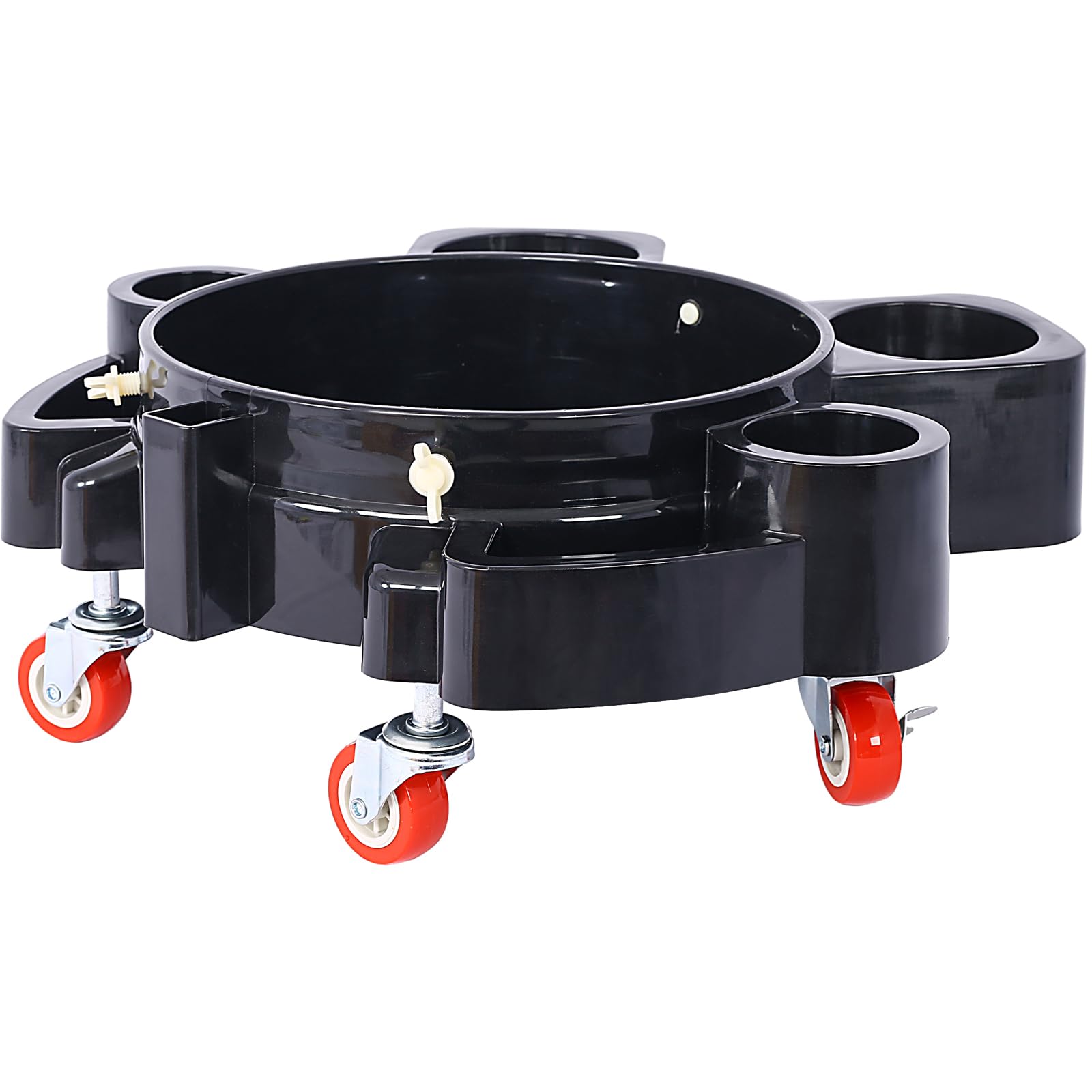 5-Gallon Bucket Dolly with 360° Swivel Casters, Heavy-Duty Rolling Cart with Locking Brakes for Car Wash and Detailing