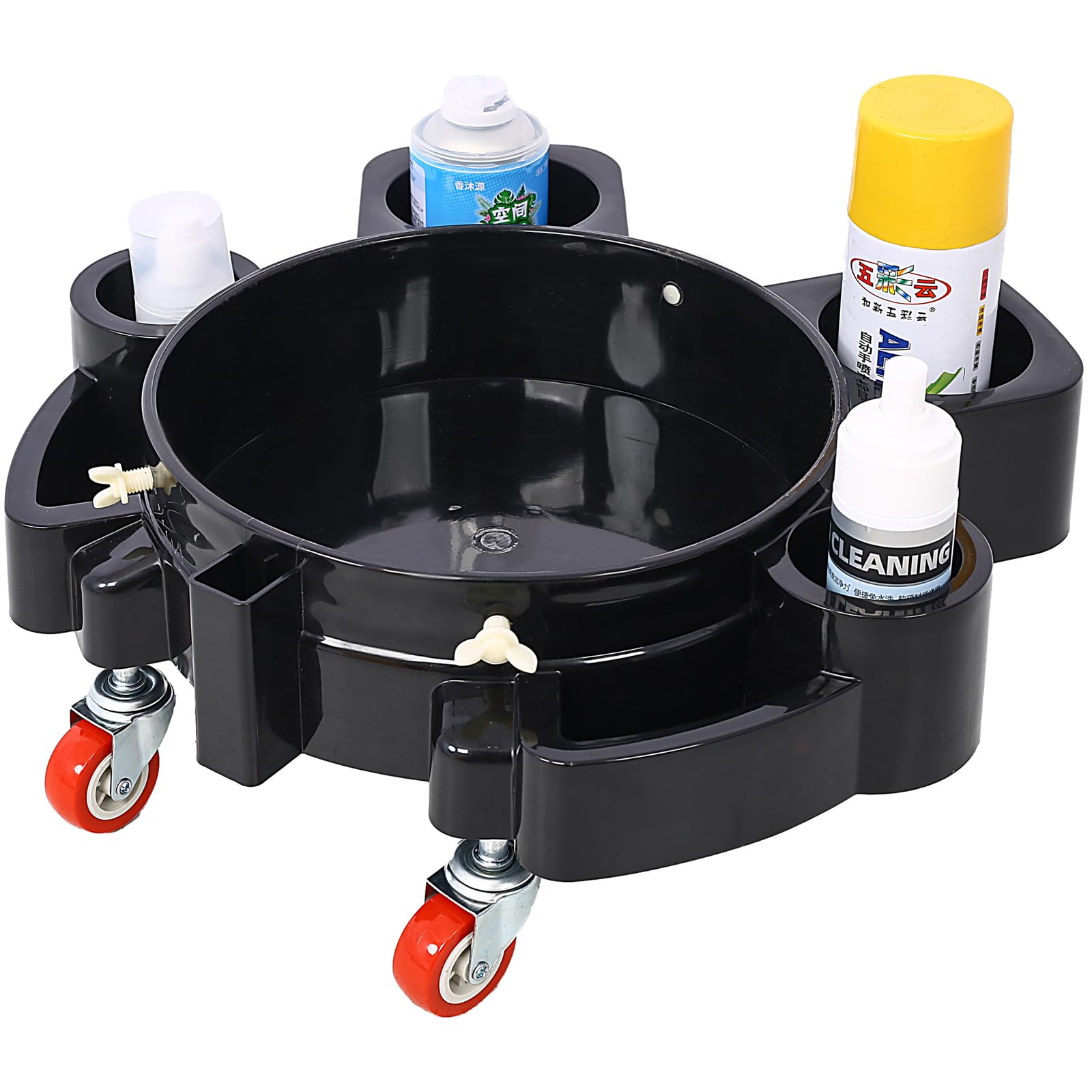 5-Gallon Bucket Dolly with 360° Swivel Casters, Heavy-Duty Rolling Cart with Locking Brakes for Car Wash and Detailing