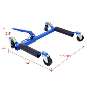 Car Wheel Dolly Jack Set of 4, Mechanical Car Skates 1500-Lbs,12'' Wheel Vehicle Positioning Jack,Heavy Duty Rollers with Foot Pedal for Tire Auto Repair Moving As Shown' Blue