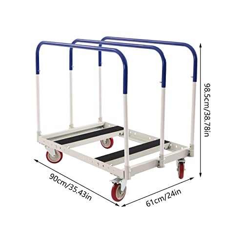 plytinsg Panel Truck Cart 39 * 24 inch Steel Panel Dolly Cart with 4 Swivel Wheels+3 Handle Bars Drywall Sheet Cart Handling Wall Panel Rolling Dolly,1000lbs Load Capacity Platform Truck Dolly