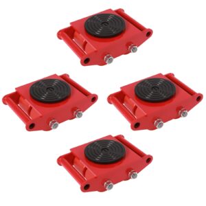 awolsrgiop 4pcs machinery mover, 13200lbs/6t machine dolly skate 4 rollers 360° rotation machinery mover cap w/handles machine skates heavy duty moving equipment for home, decoration