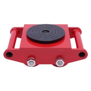 machinery skate dolly, 13200lbs/6t heavy duty carbon steel machinery moving skate with 4 pu wheels and 360°rotation non-slip cap for heavy duty industrial moving equipment (red)